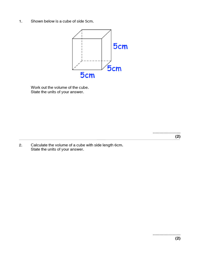 Volume of A Cube Cuboid PDF | PDF