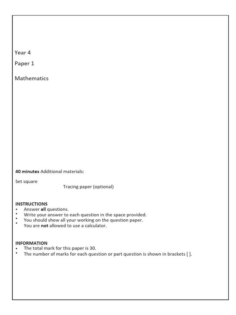 Year 4 Dotty Paper Maths Test | PDF | Mathematics