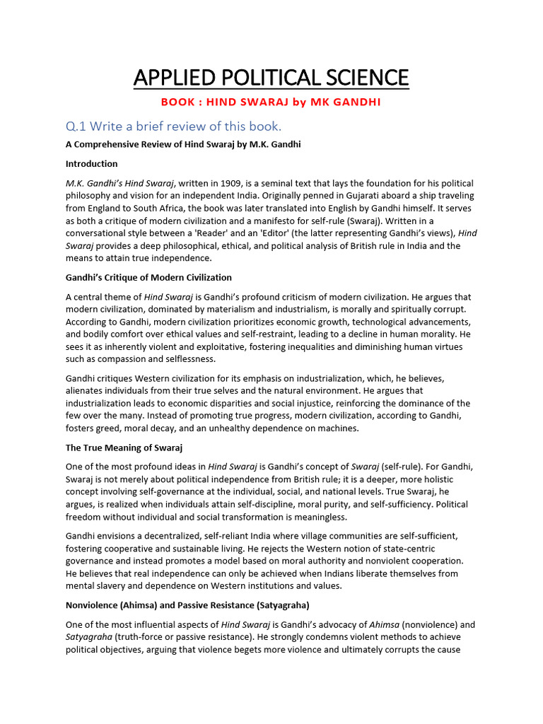 Applied Political Science | PDF | Nonviolence | Mahatma Gandhi