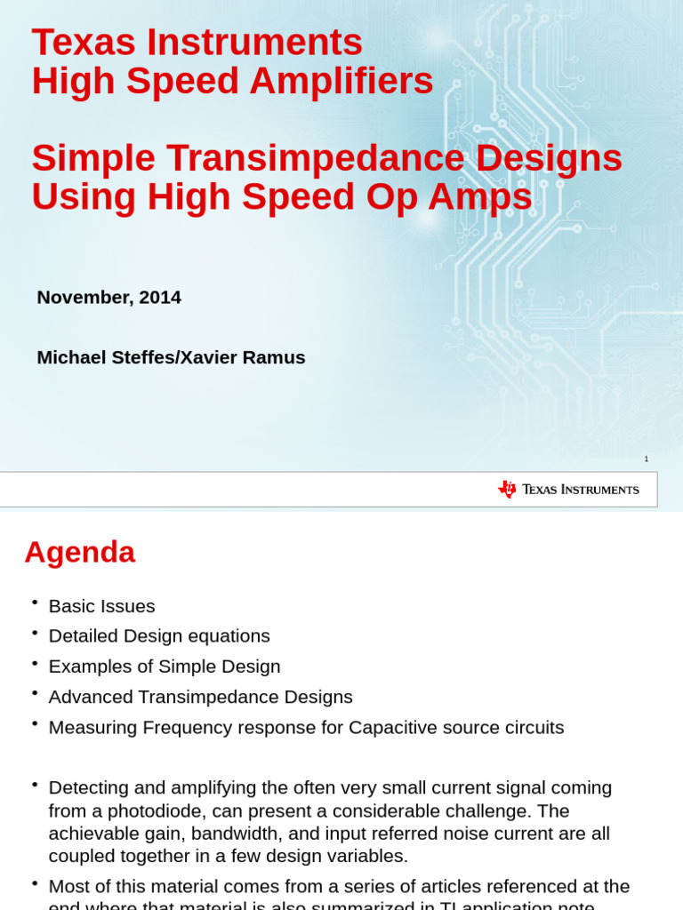3733.transimpedance Design Flow Using High Speed Op Amps | PDF | Amplifier | Operational Amplifier