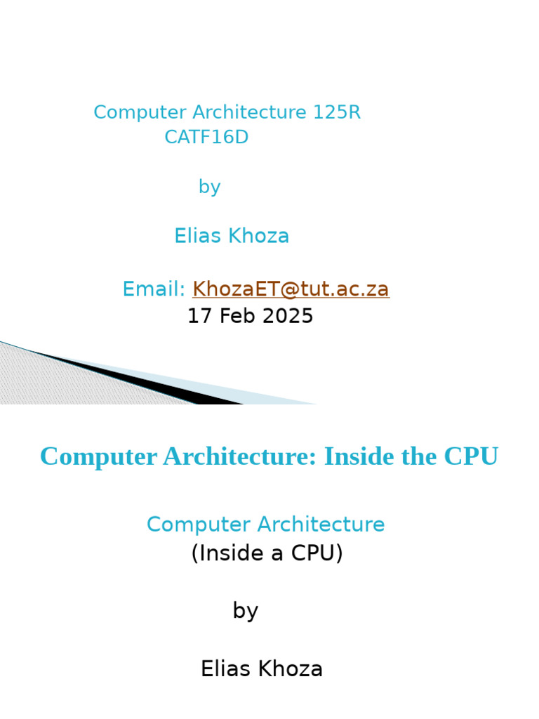 LU2 - Lecture (Inside The Cpu) | PDF | Central Processing Unit | Computer Architecture