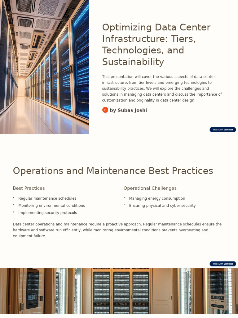 Optimizing Data Center Infrastructure Tiers Technologies and ...