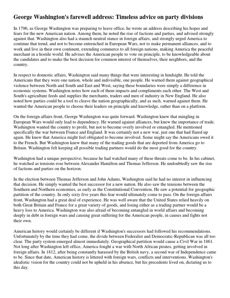 George Washington | PDF | George Washington | Federalist Party