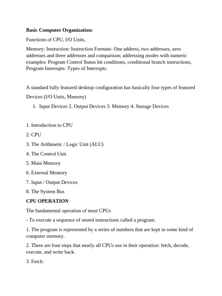 Basic Computer Organization | PDF | Central Processing Unit | Computer Data Storage