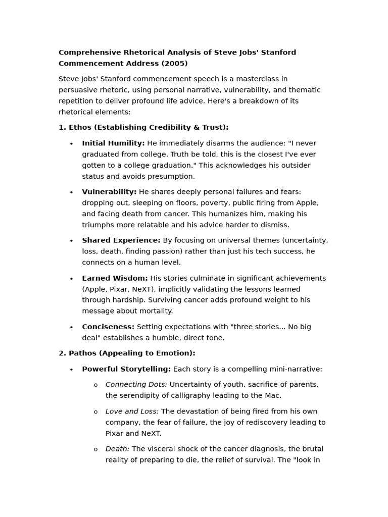 Comprehensive Rhetorical Analysis of Steve Jobs | PDF | Argument ...