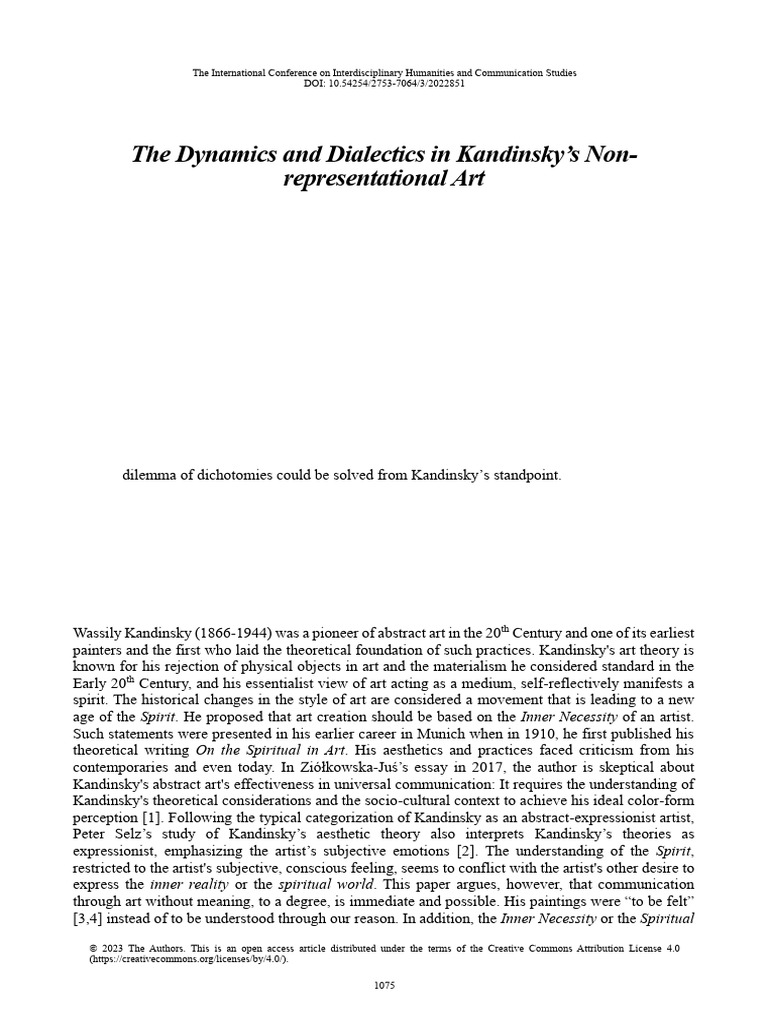 The Dynamics and Dialectics in Kandinskys Non-Repr | PDF | Immanuel ...