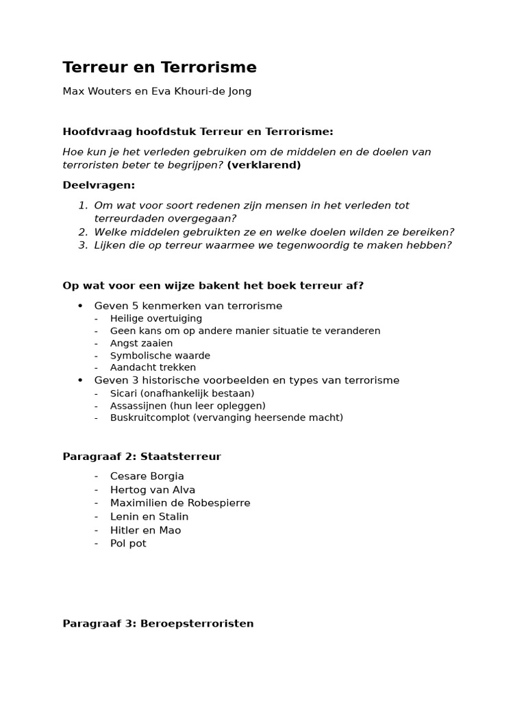Terreur en Terrorisme Onderzoek Goeie | PDF