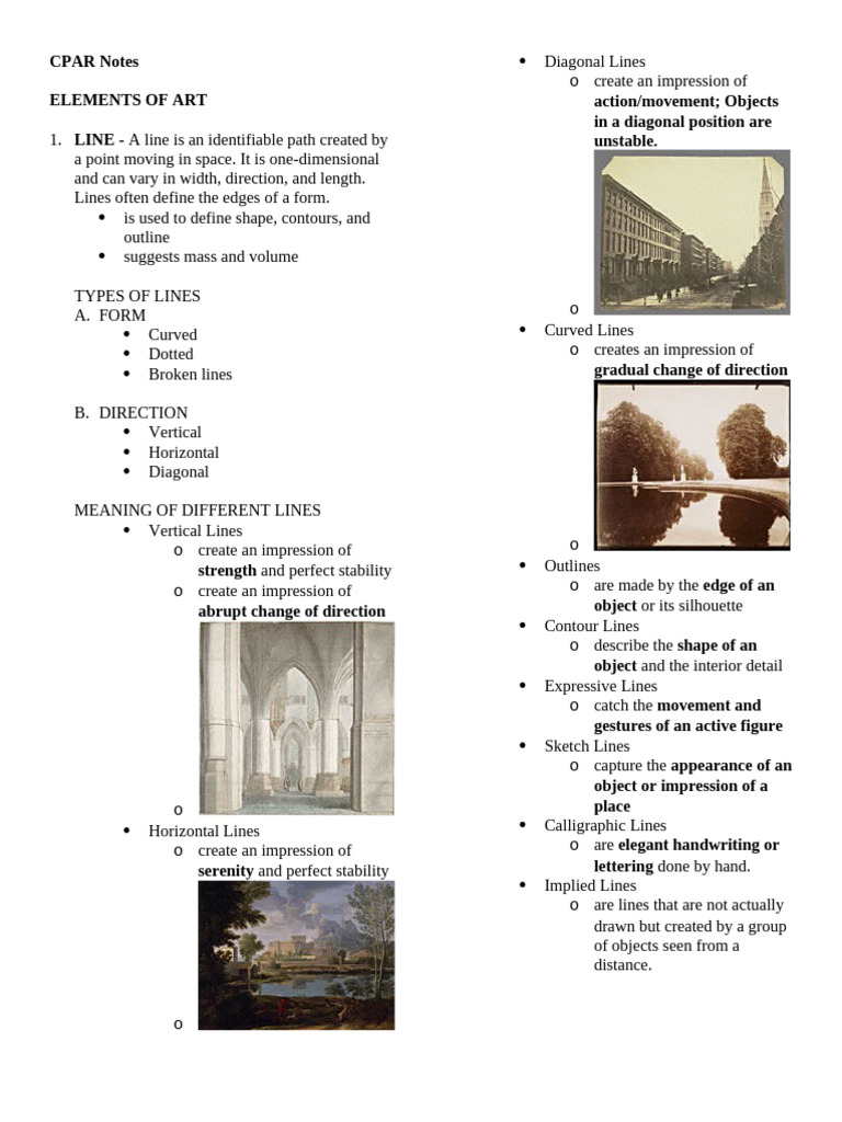 Cpar Notes Elements of Art | PDF | Color | Shape