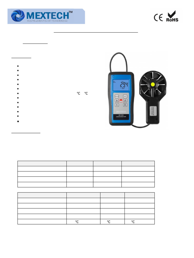 Anemometer Am4208 1 | PDF