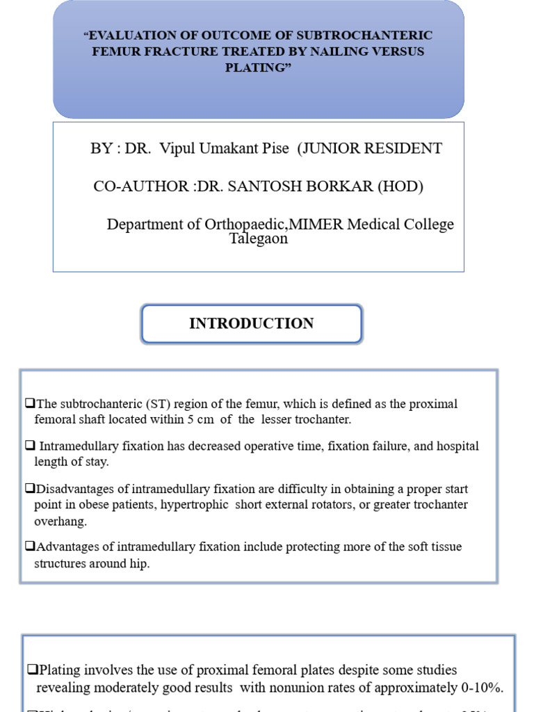 DR - Vipul Subtrochanter Fracture Paper | PDF | Musculoskeletal Disorders | Injury