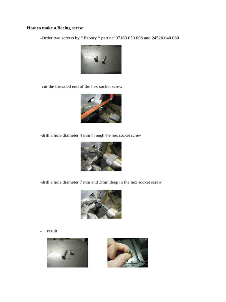 How To Make A Boeing Screw | PDF