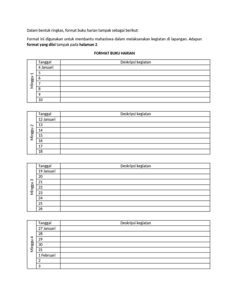 Format Buku Harian | PDF