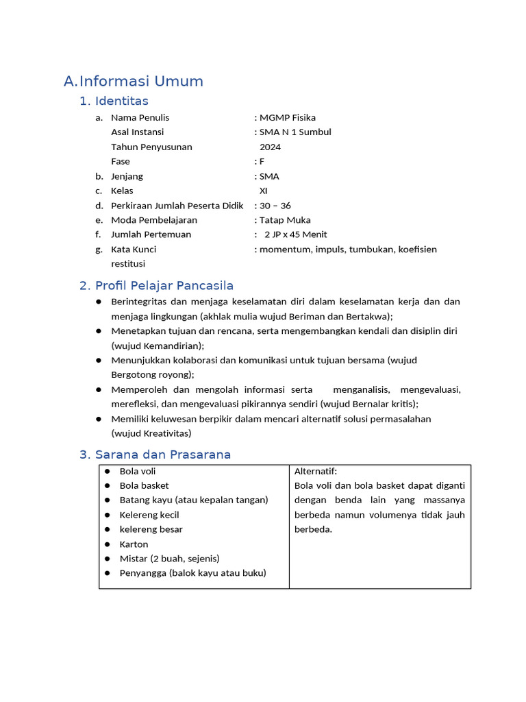 Modul Fisika F11 Momentum Dan Impuls | PDF