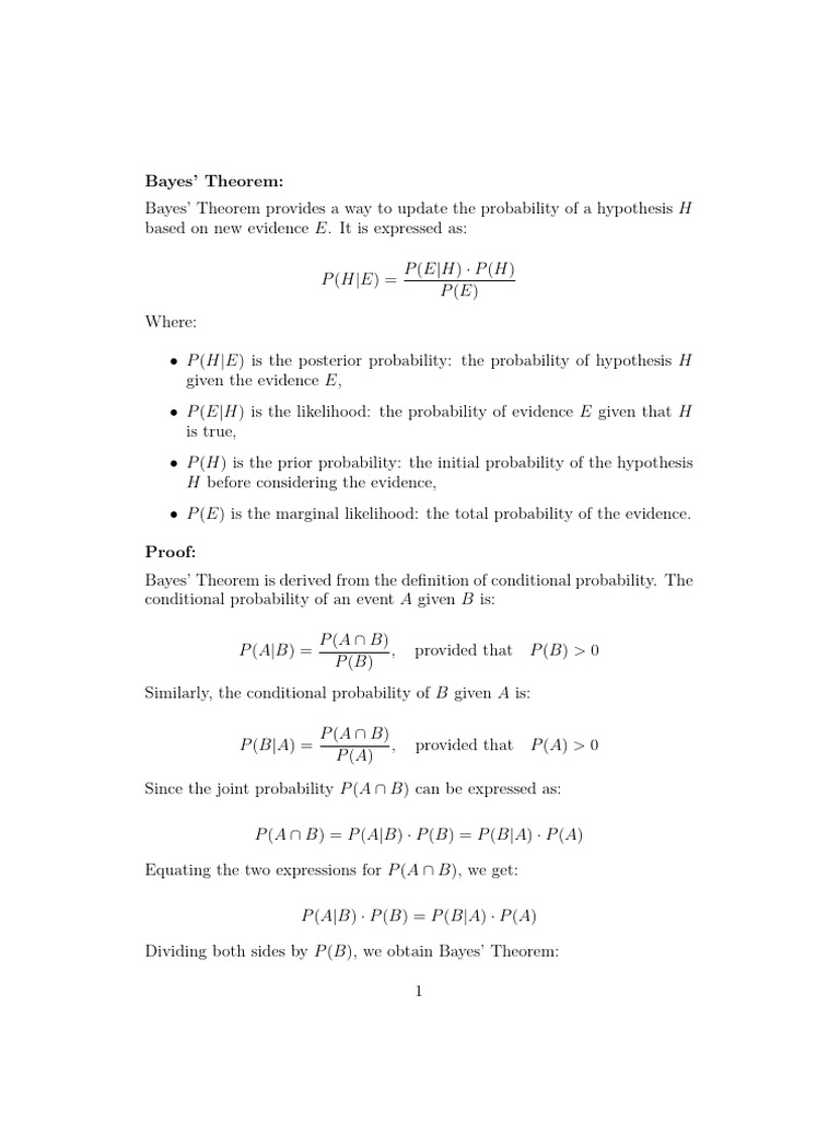 Bayes' Theorem Explained and Derived | PDF