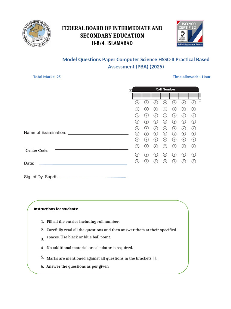 Pba Hssc-II by Ansar Ali | PDF | Length | C++