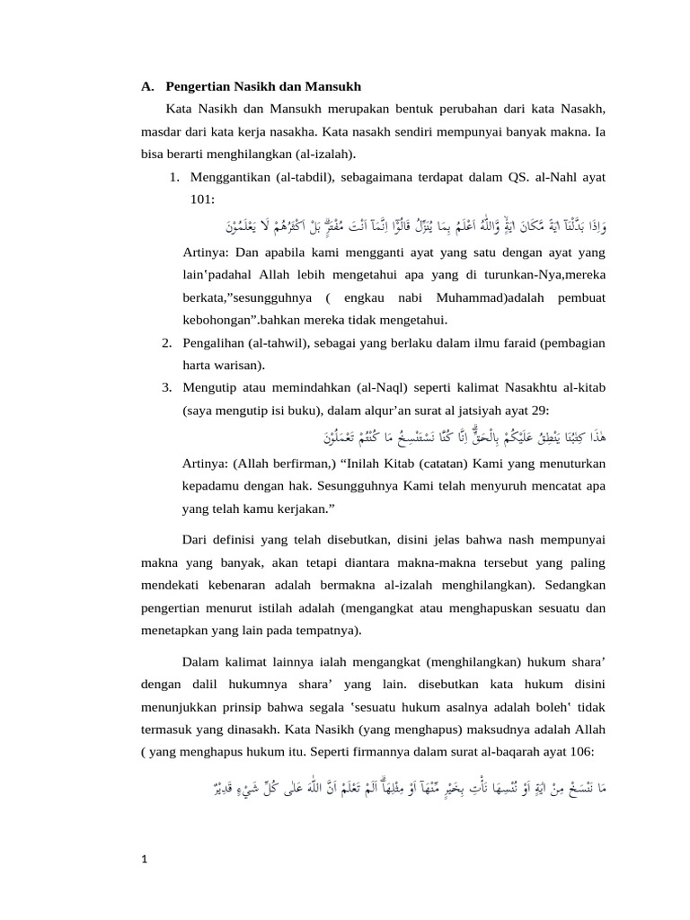 Pengertian dan Klasifikasi Nasikh-Mansukh | PDF