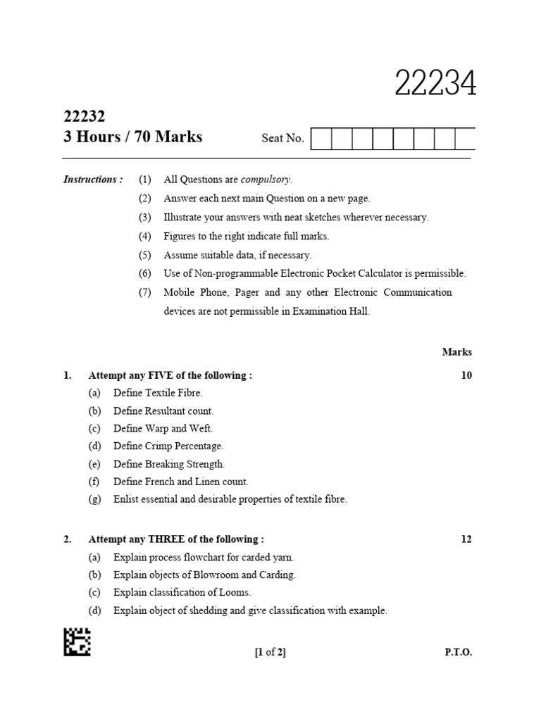 2023 Summer Question Paper (Msbte Study Resources) | PDF | Textiles ...