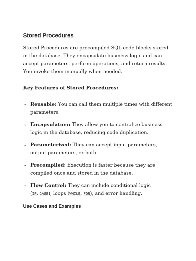 Key Features of Triggers | PDF
