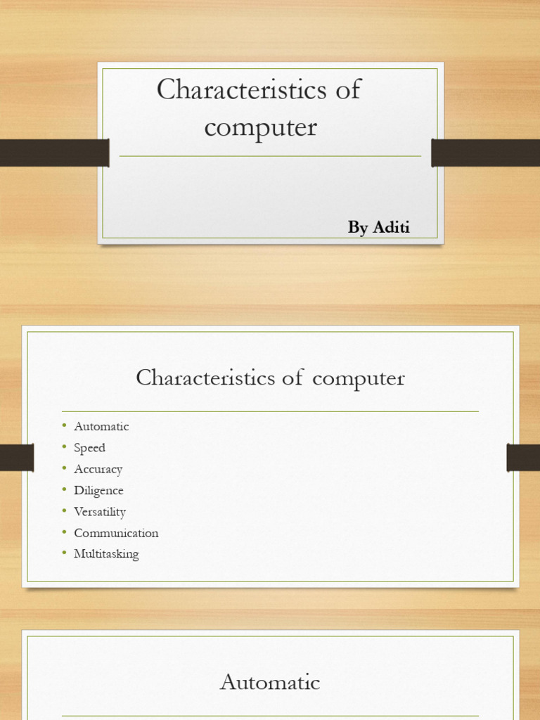 Characteristics of Computer: by Aditi | PDF