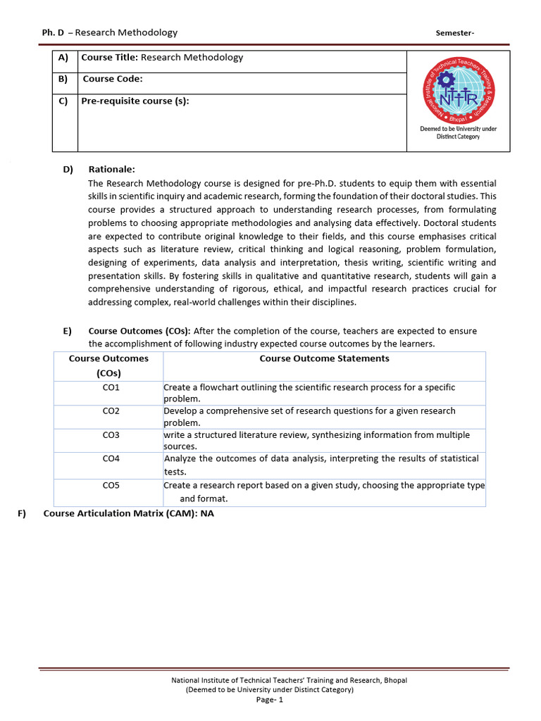 Research Methodology syllabus | PDF | Statistics | Methodology