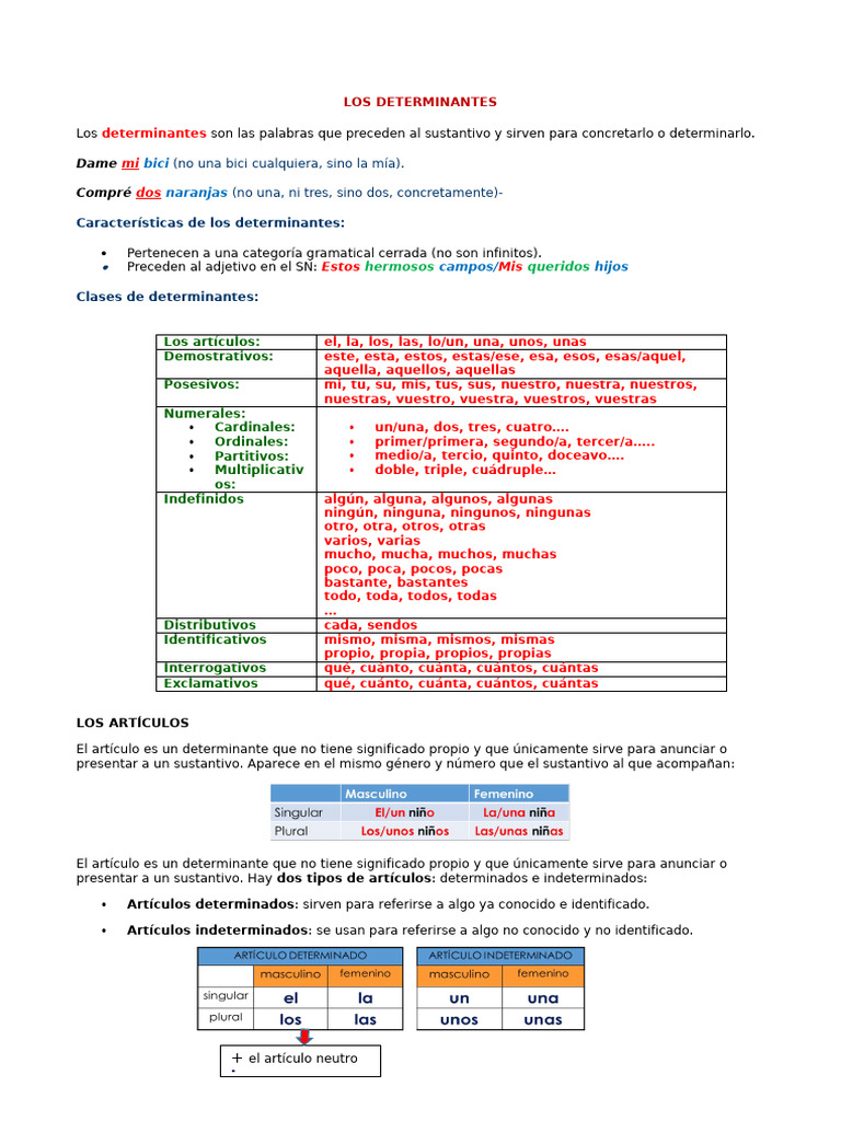 Determinantes y Pronombres | PDF | Pronombre | Adjetivo