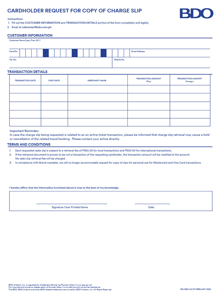 Charge Slip Retrieval Request Form | PDF