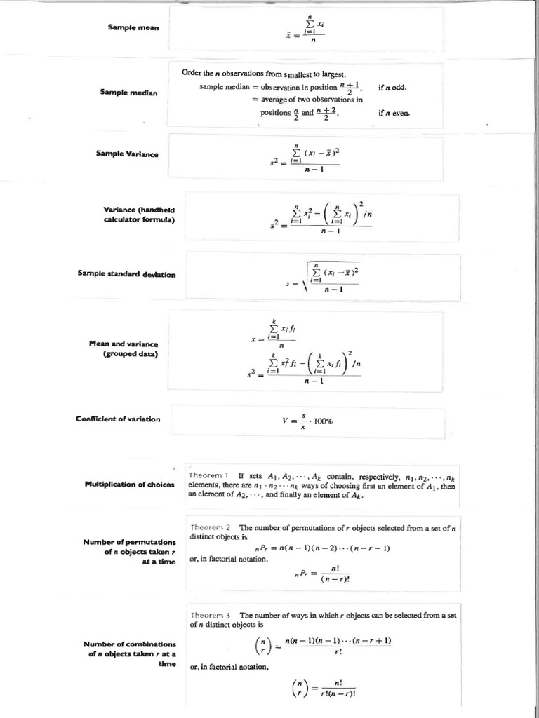 MF Formulas+Tables | PDF