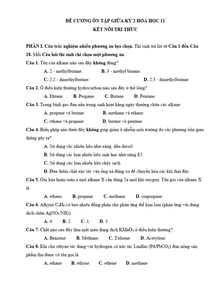 De Cuong Gk2 Hoa Hoc 11 KNTT | PDF