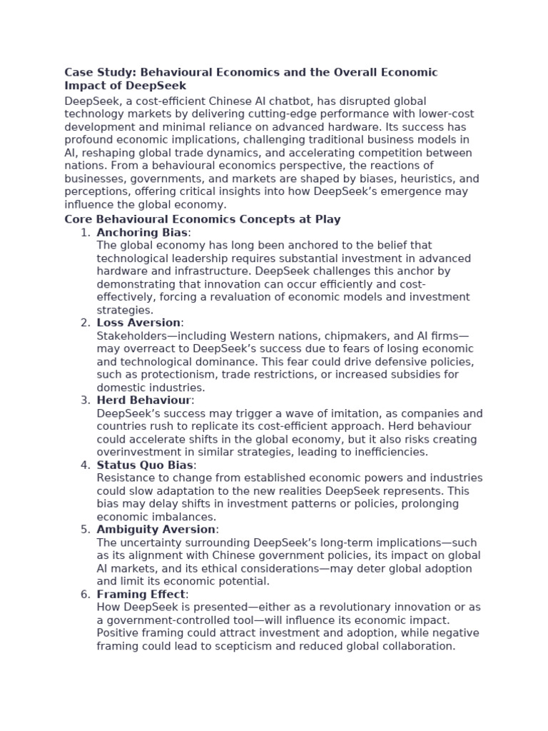 Behavioural Economics and The Overall Economic Impact of DeepSeek | PDF ...
