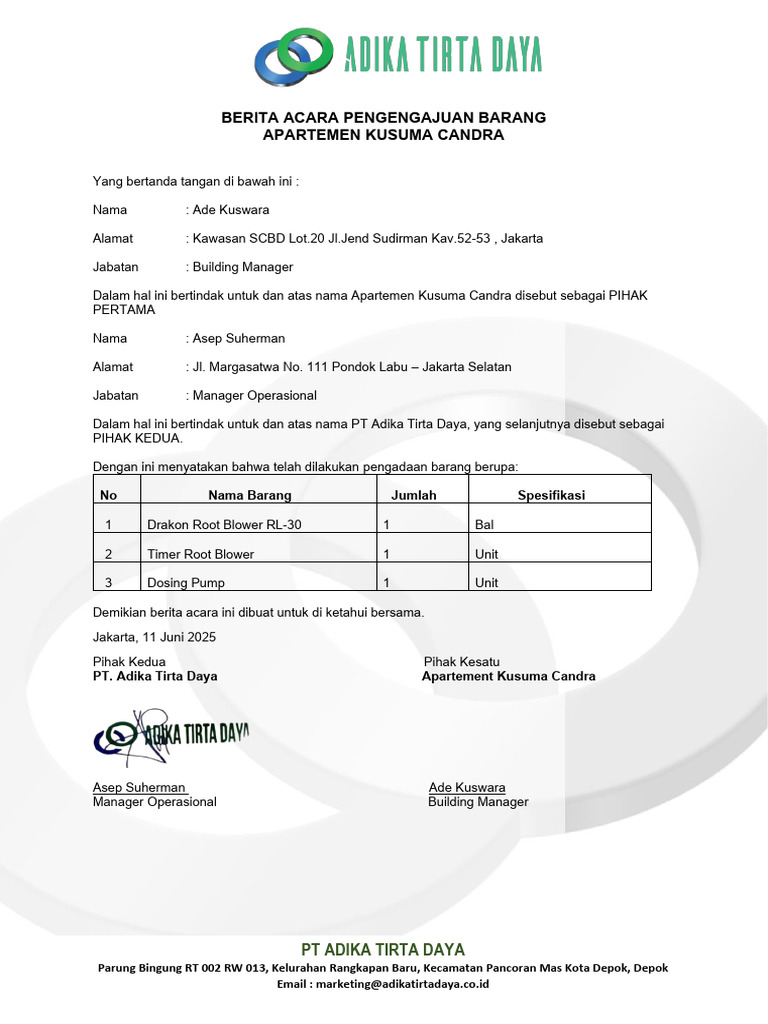 Ba Pengadaan Barang Kusuma Candra | PDF