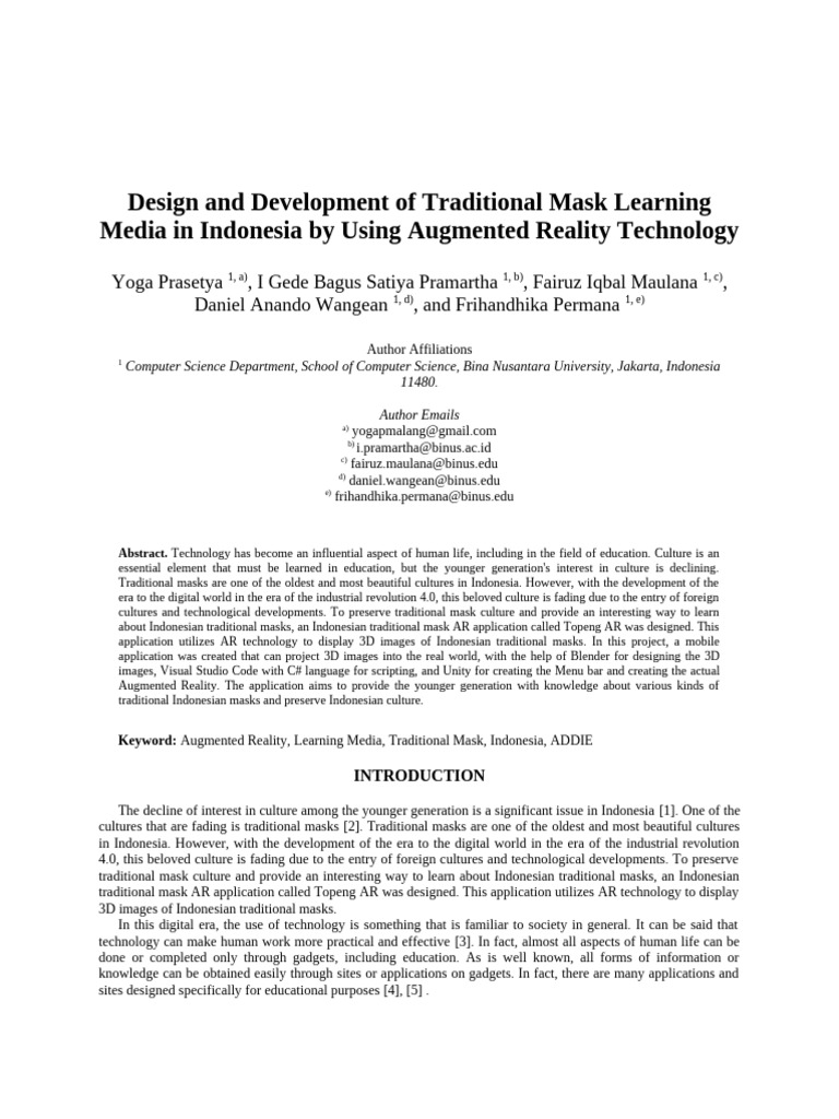 Design and Development of Traditional Mask Learning Media in Indonesia ...