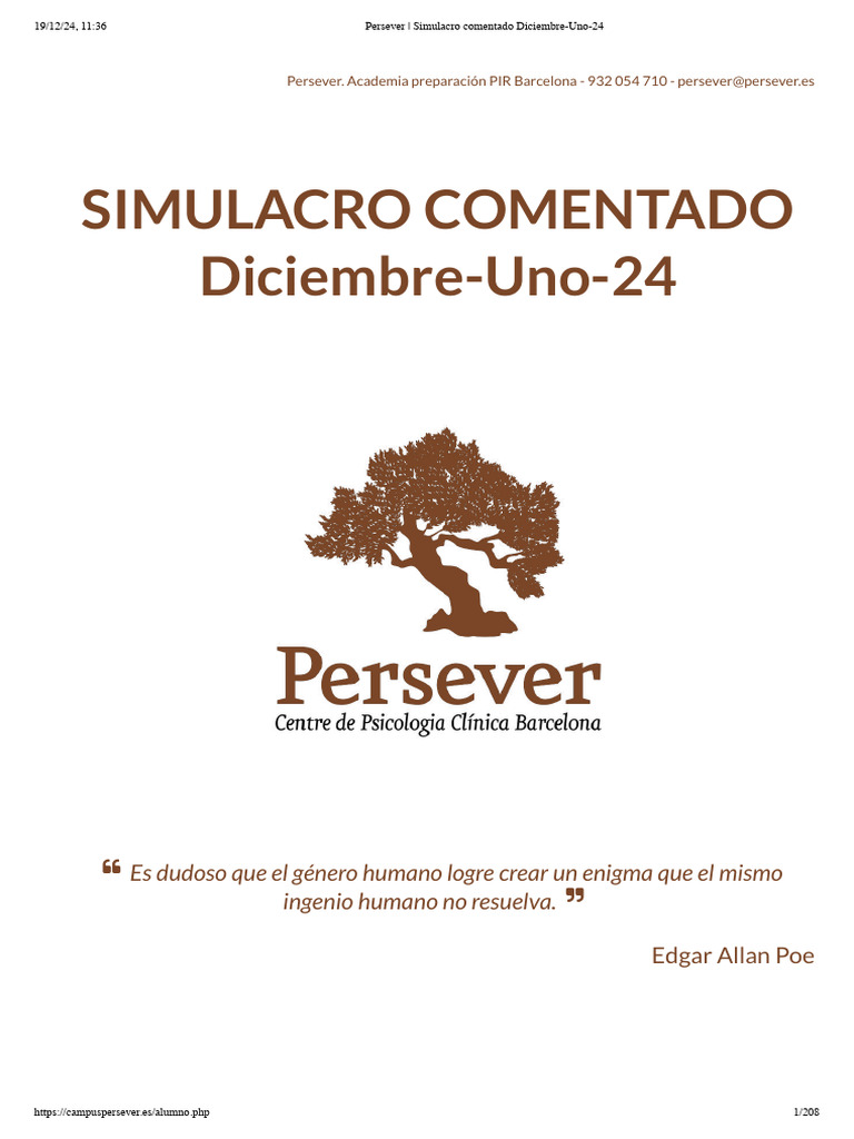 Persever - Simulacro Comentado Diciembre-Uno-24 | PDF