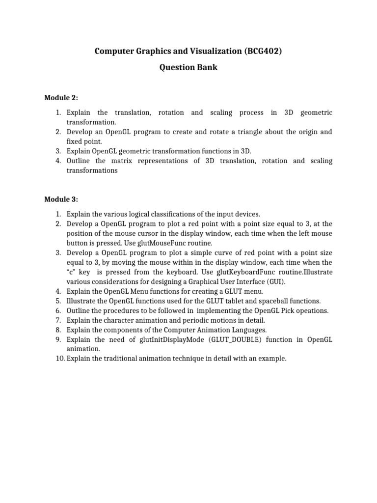 BCG402 Computer Graphics Notes | PDF