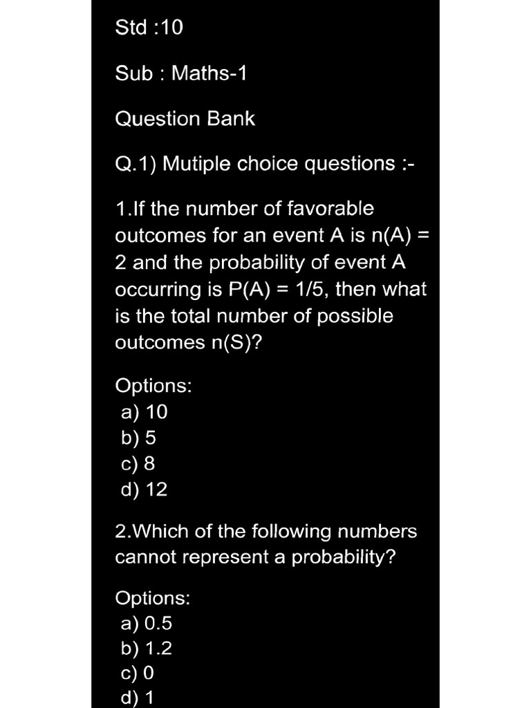 STD 10 Maths-1 Chapter - 5 Probability | PDF