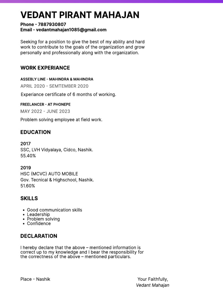 Vedant Resume | PDF