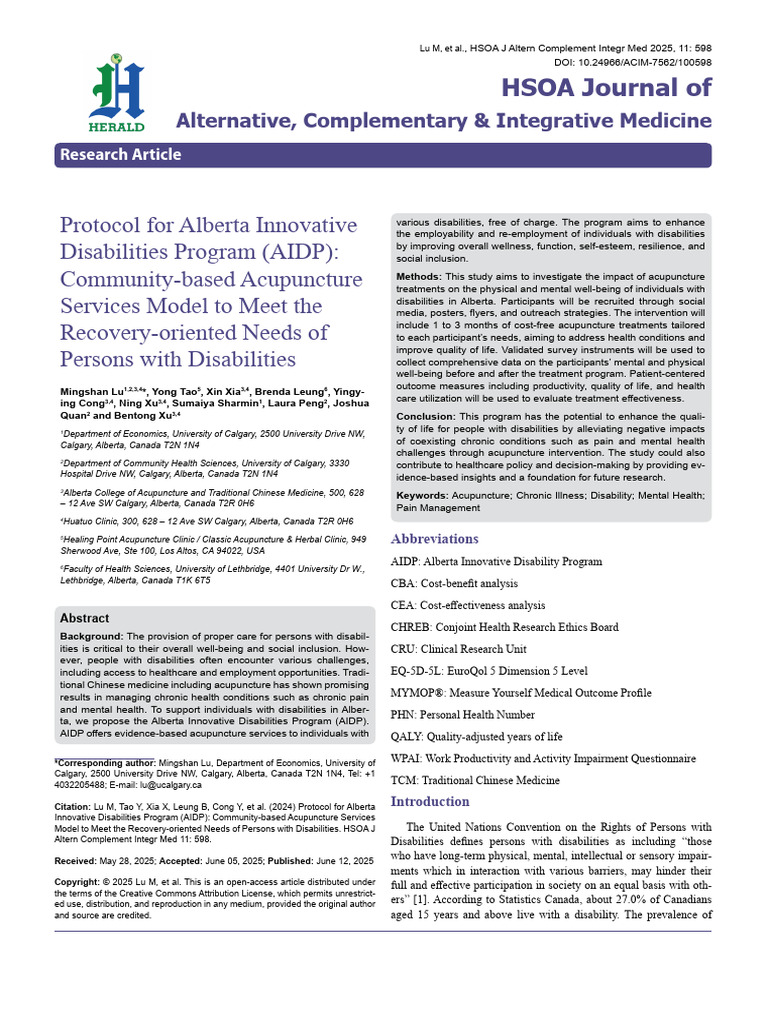 Protocol for Alberta Innovative Disabilities Program Aidp Community ...