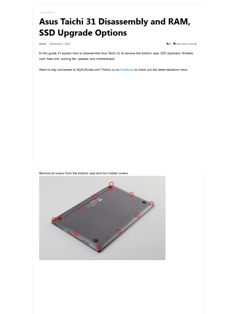 Asus Taichi 31 Disassembly and RAM, SSD Upgrade Options | PDF | Solid ...