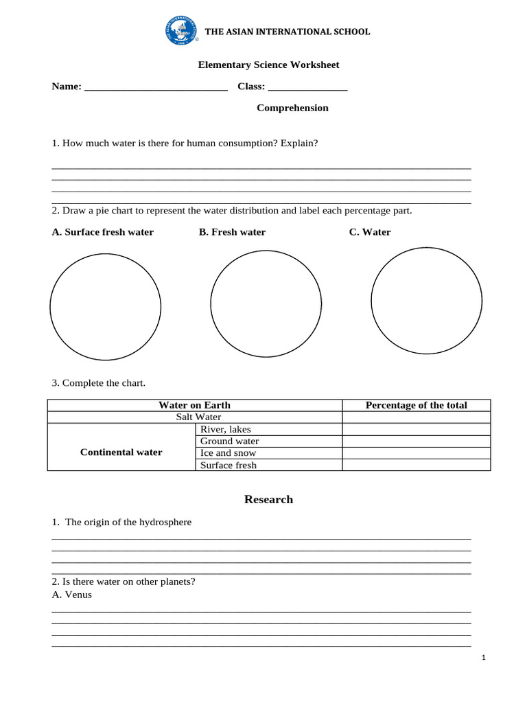 FILE 20200212 070652 Elementary Science Worksheet L1 | PDF | Water | Earth