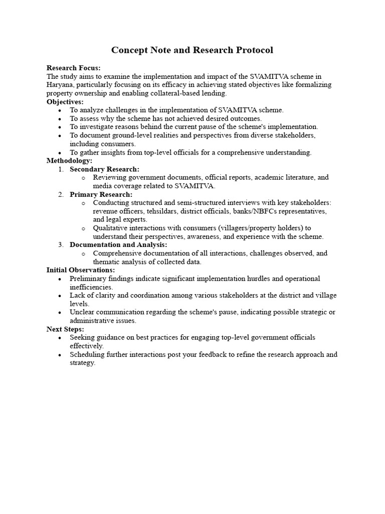 Concept Note and Research Protocol | PDF