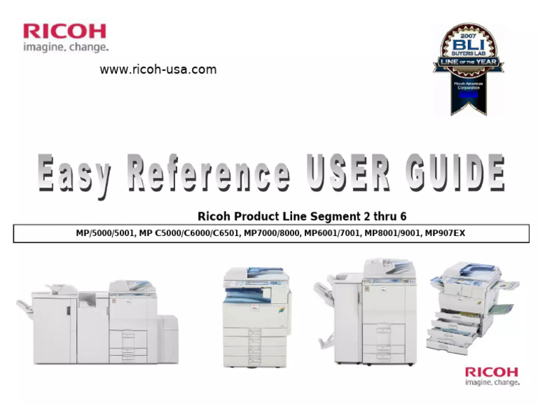 Ricoh Product Line Segment 2 Thru 6: MP/5000/5001, MP C5000/C6000/C6501 ...