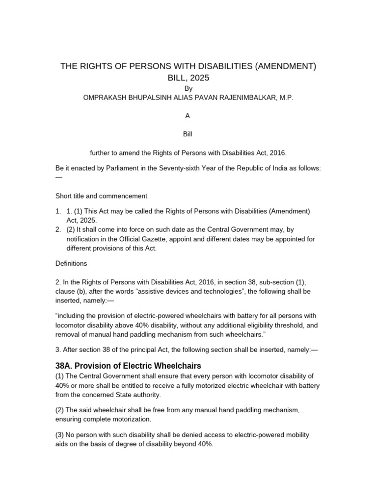 Disability Amendment Bill 2025 Overview | PDF | Wheelchair | Justice