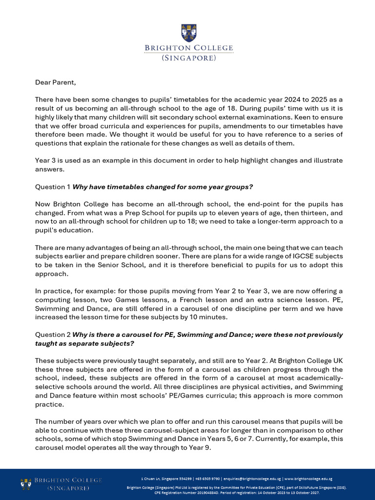 Timetable Changes AY24-25 | PDF