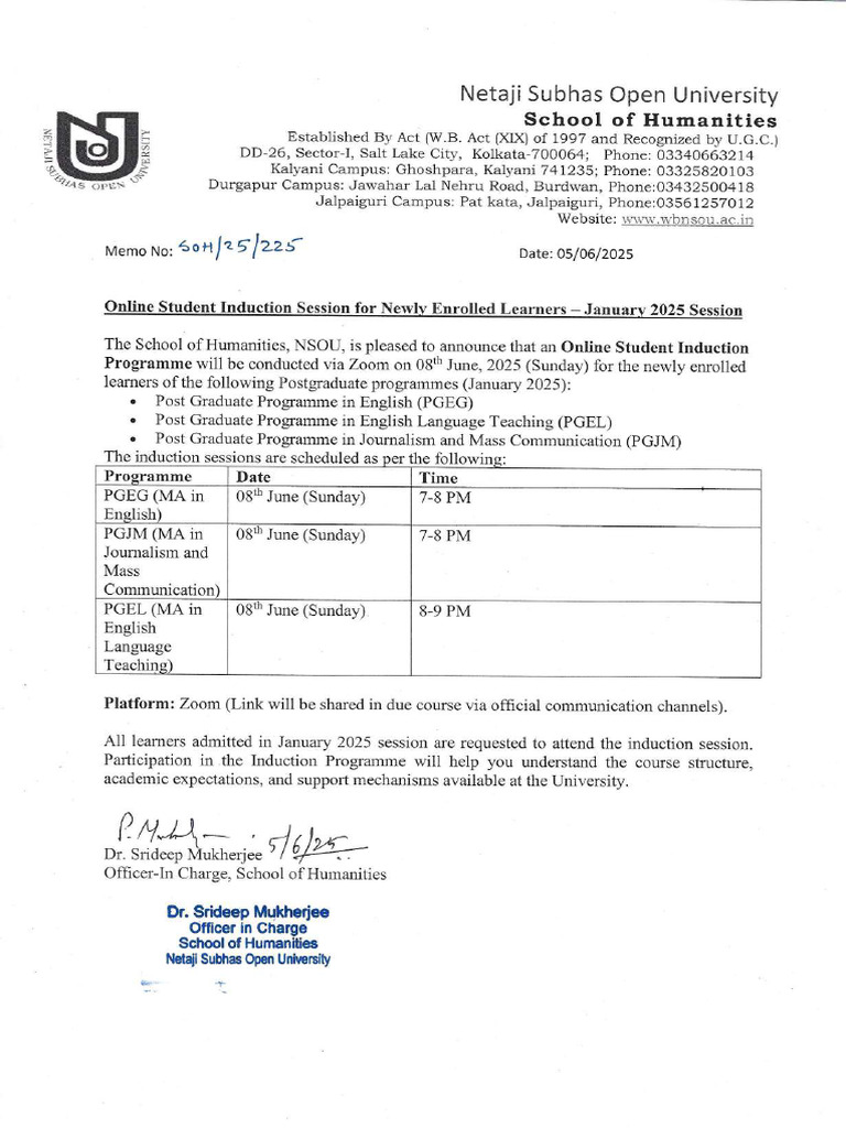 SoH PG Induction 2025 | PDF