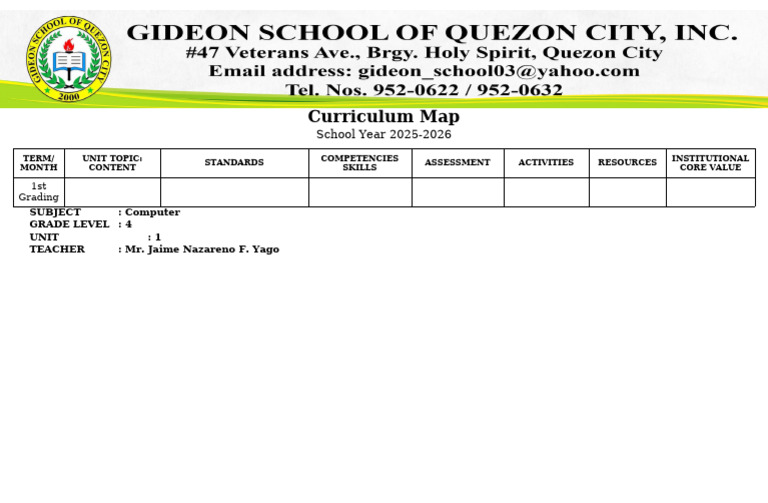 Curriculum Map English Ver 1 | PDF