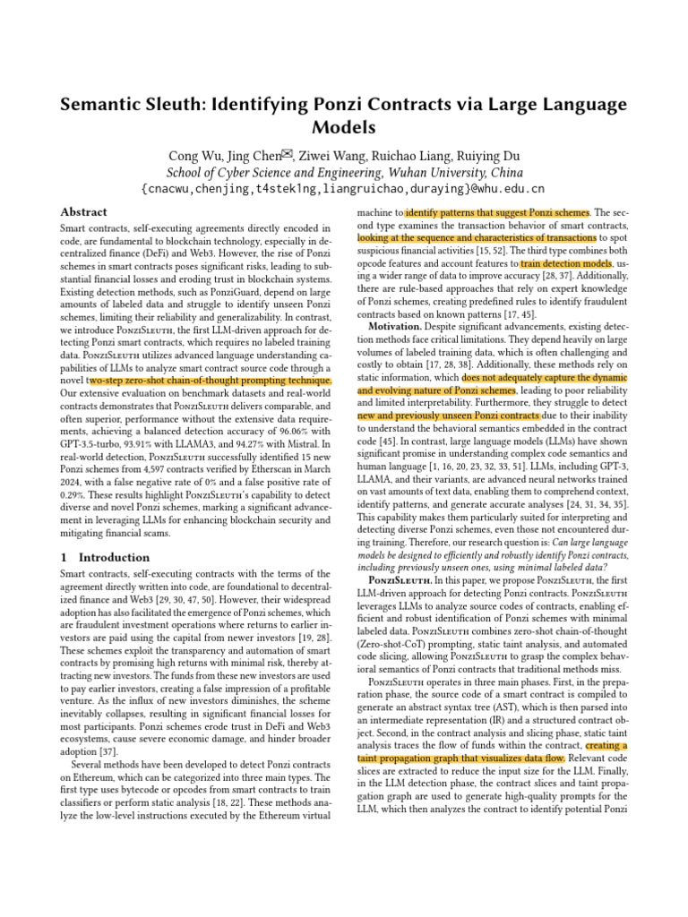 2024ase - Semantic Sleuth - Identifying Ponzi Contracts Via Large Language Models | PDF ...