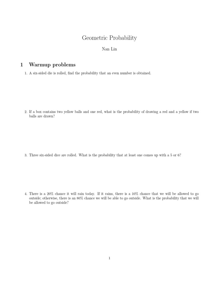 Geometric Probability Problems and Solutions | PDF | Area | Geometry