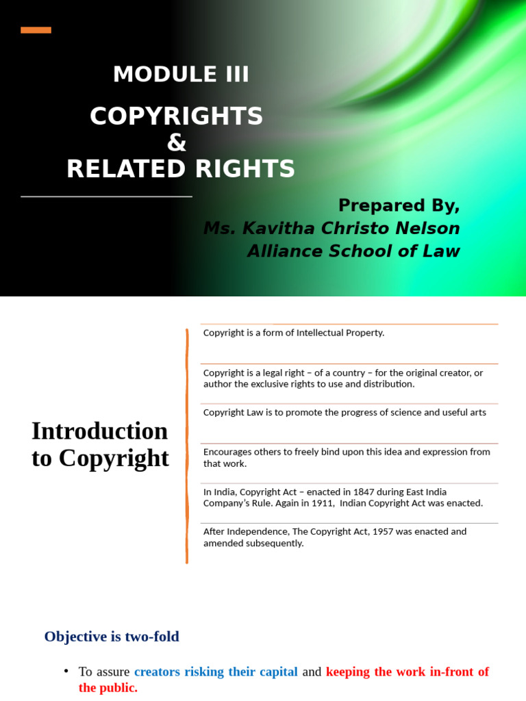 MODULE III - IPR - Copyrights and Related Rights | PDF | Copyright ...