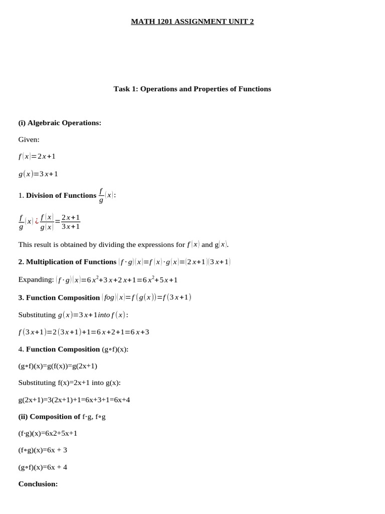 Math 1201 Assignment Unit 2 | PDF | Symmetry | Function (Mathematics)