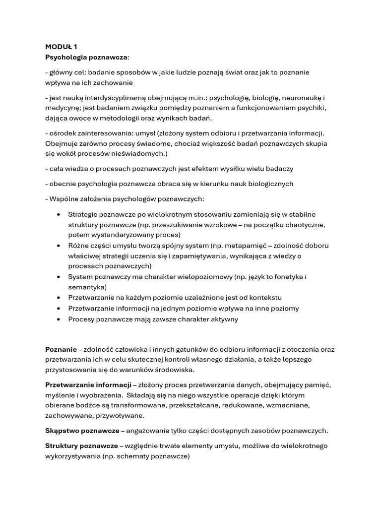 Procesy Poznawcze | PDF