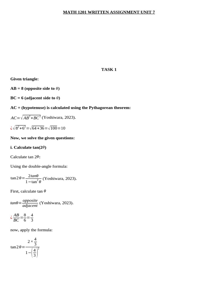 Math 1201 Written Assignment Unit 7 | PDF | Euclidean Geometry | Mathematics